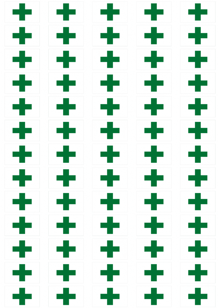 Green Cross Stickers - 65 per sheet