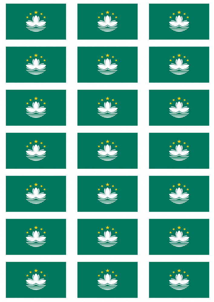 Macau Flag Stickers - 21 per sheet