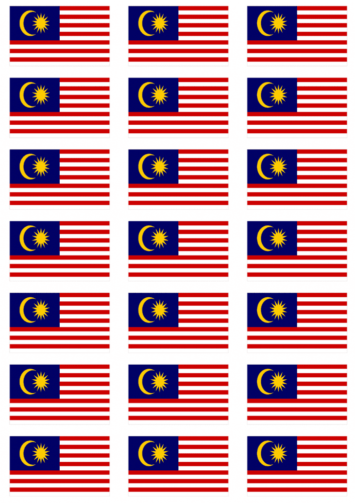 Malaysia Flag Stickers - 21 per sheet