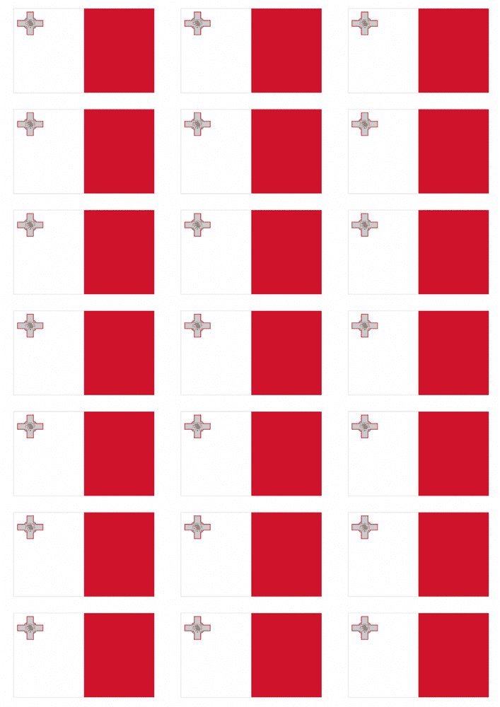 Malta Flag Stickers - 21 per sheet