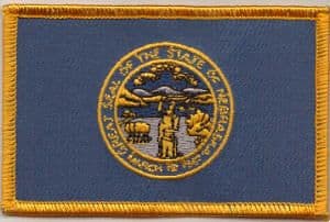Nebraska Embroidered Flag Patch, style 08.