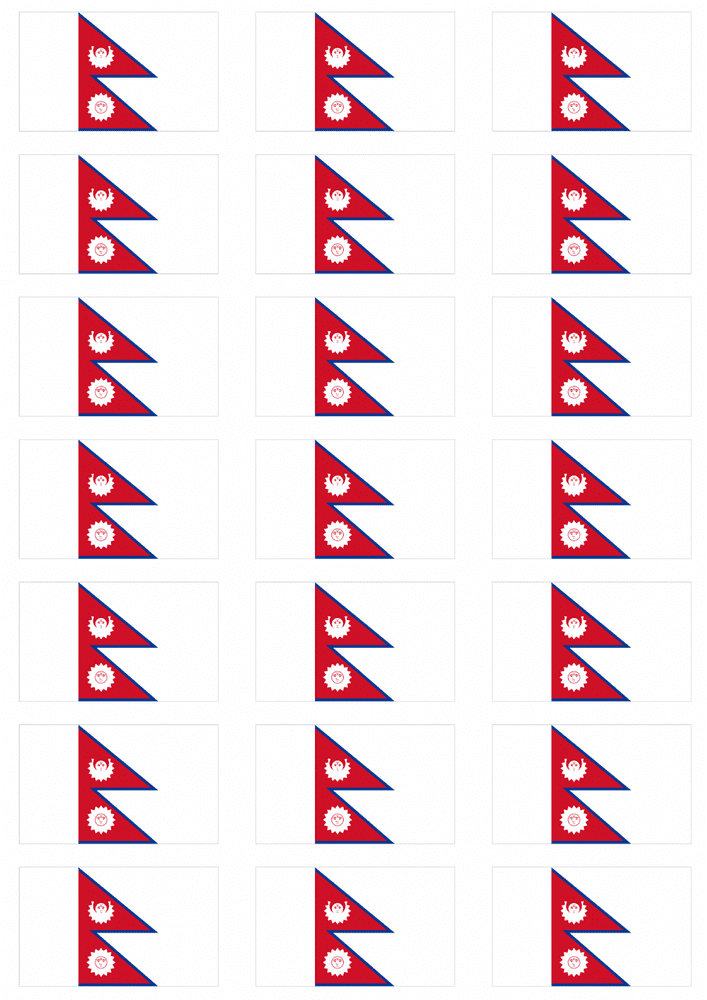 Nepal Flag Stickers - 21 per sheet