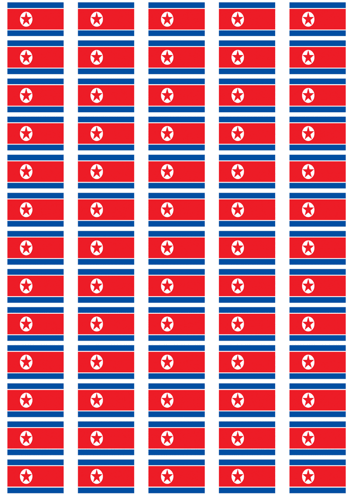 North Korea Flag Stickers - 65 per sheet
