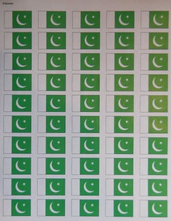 Pakistan Country Flag Stickers (50 Per Sheet).