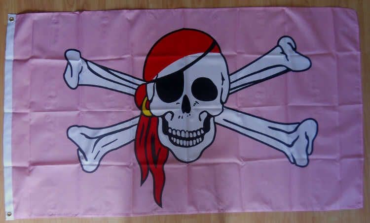 Pirate Pink Pirate Large Flag - 5' x 3'.