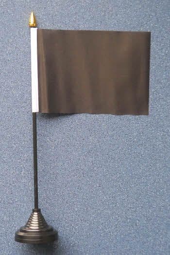 Plain Black Desk / Table Flag with plastic stand and base.