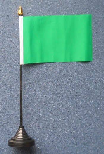 Plain Green Desk / Table Flag with plastic stand and base.