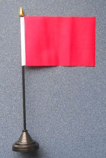 Plain Red Desk / Table Flag with plastic stand and base.