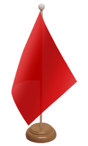 Plain Red Desk / Table Flag with wooden stand and base