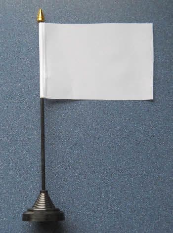 Plain White Desk / Table Flag with plastic stand and base.
