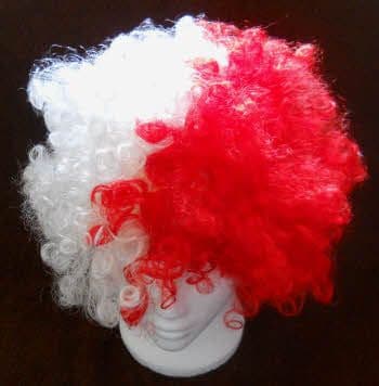 Red and White Afro Wig.