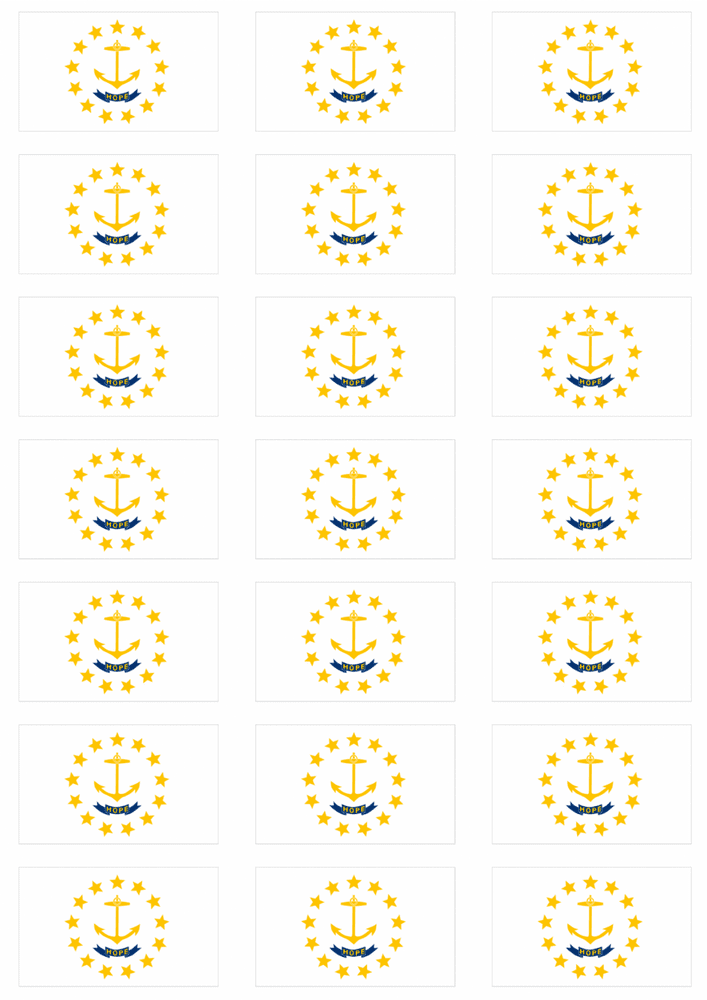 Rhode Island Flag Stickers - 21 per sheet