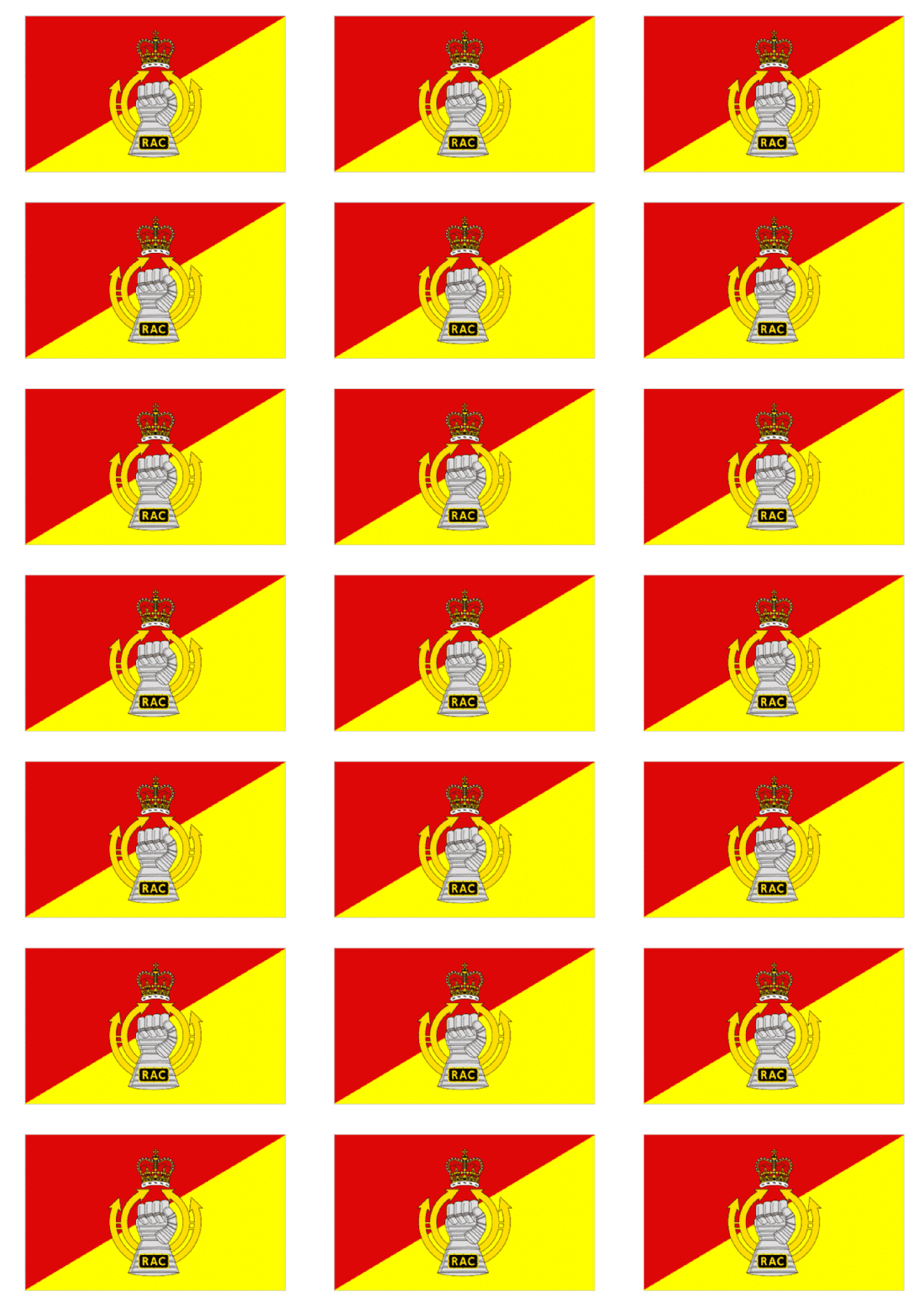 Royal Armoured Corps Flag Stickers - 21 per sheet