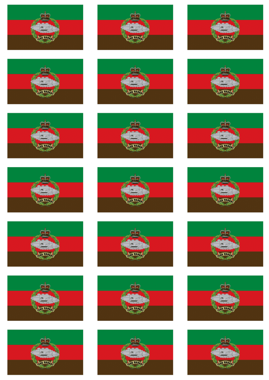 Royal Tank Regiment Flag Stickers - 21 per sheet
