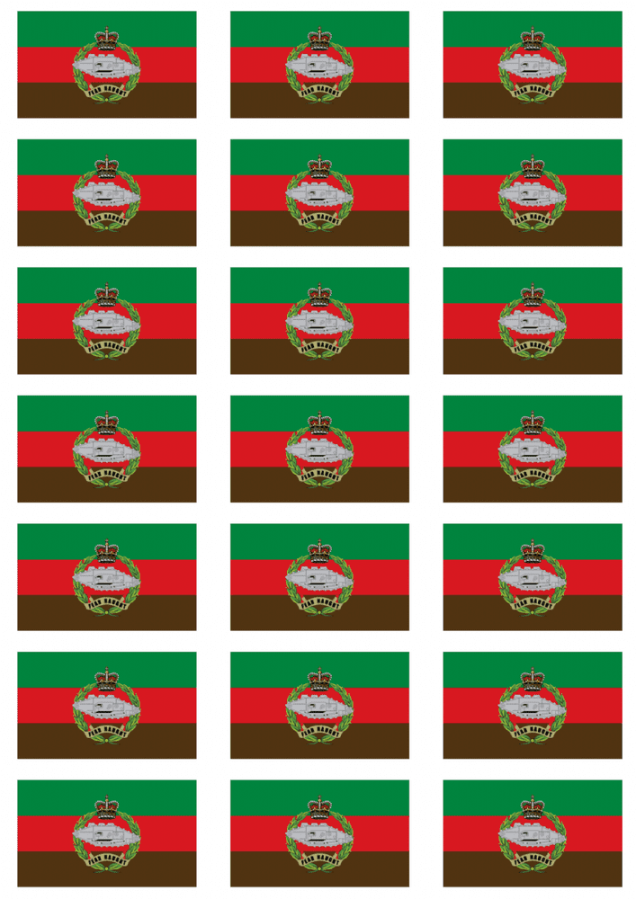 Royal Tank Regiment Flag Stickers - 21 per sheet