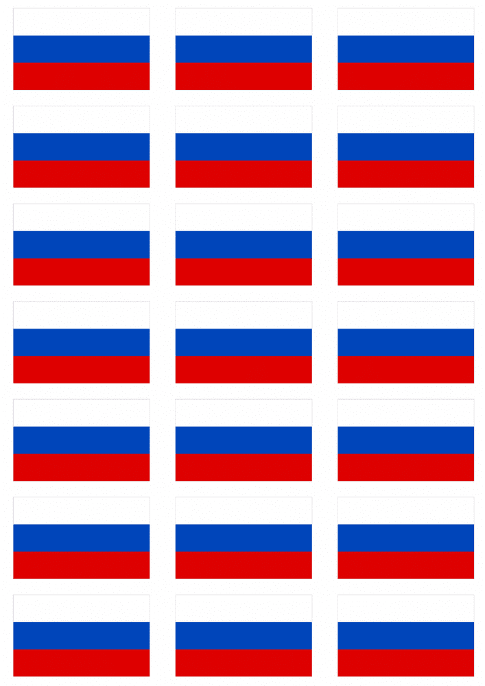Russia Flag Stickers - 21 per sheet