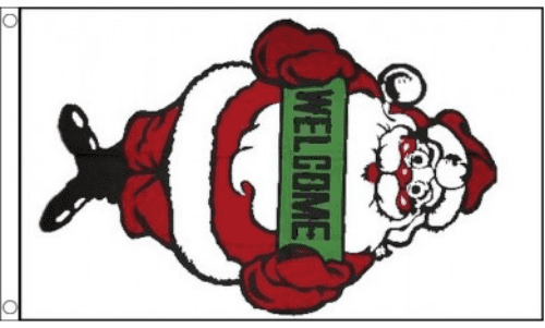 Santa Welcome Large Christmas Flag - 5' x 3'.