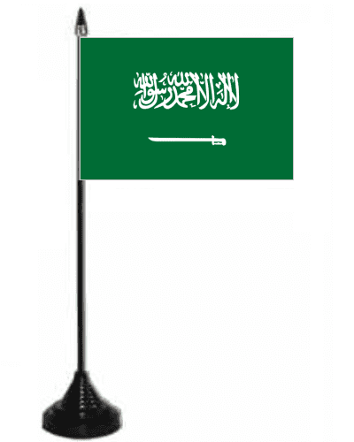 Saudi Arabia Desk / Table Flag with plastic stand and base.