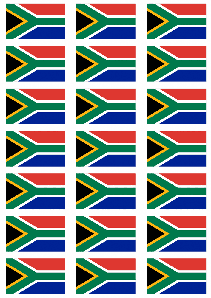 South Africa Flag Stickers - 21 per sheet