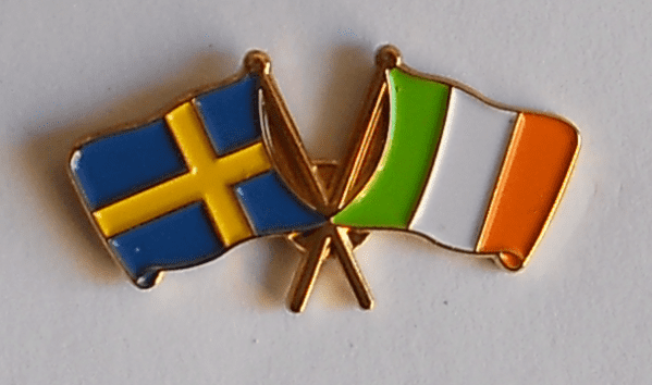Sweden and Ireland Friendship Flag Pin Badge