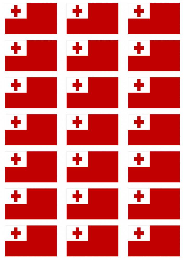 Tonga Flag Stickers - 21 per sheet
