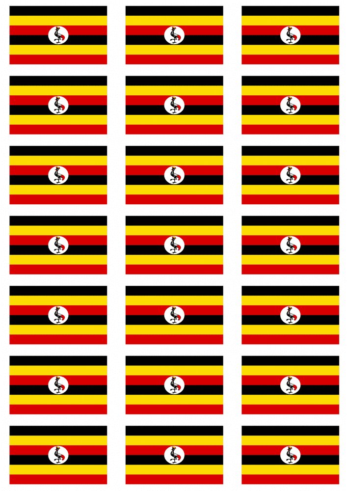 Uganda Flag Stickers - 21 per sheet
