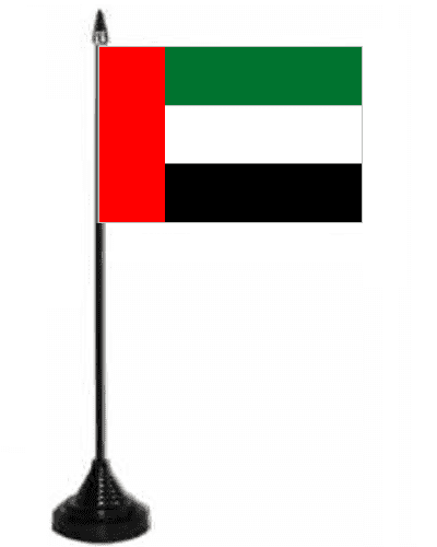 United Arab Emirates (UAE) Desk / Table Flag with plastic stand and base.
