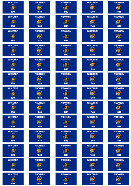 Wisconsin Flag Stickers - 65 per sheet