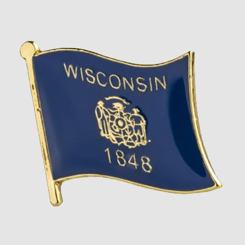 Wisconsin US State Flag Enamel Pin Badge - small