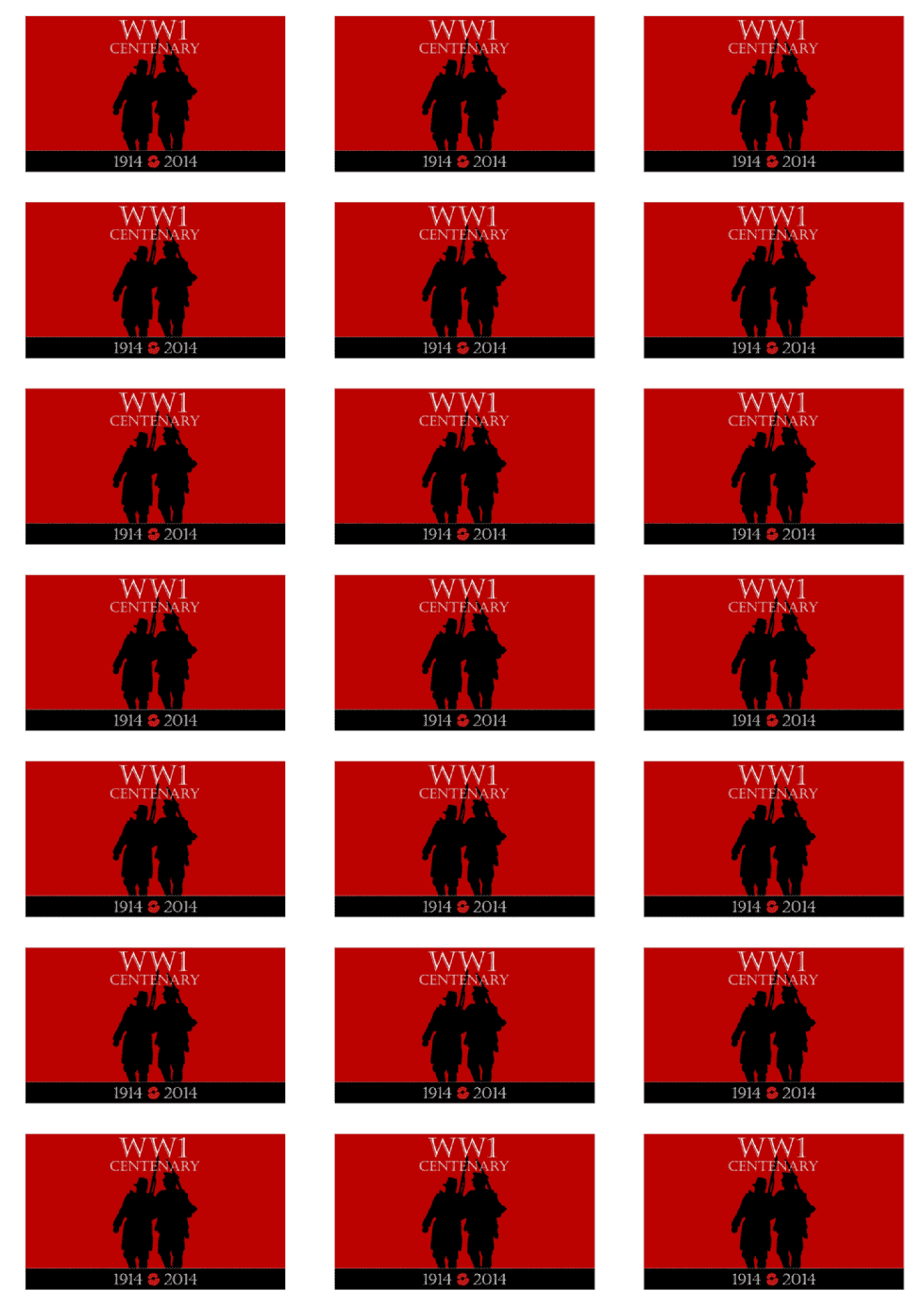 WW1 Centenary Stickers - 21 per sheet