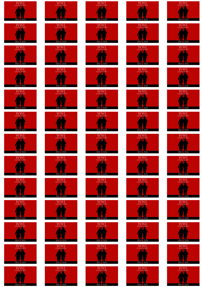 WW1 Centenary Stickers - 65 per sheet