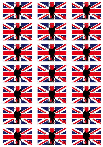 WW1 Commemorative Stickers - 21 per sheet