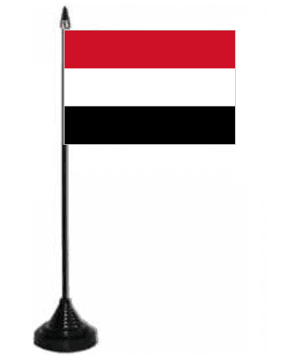 Yemen Desk / Table Flag with plastic stand and base.