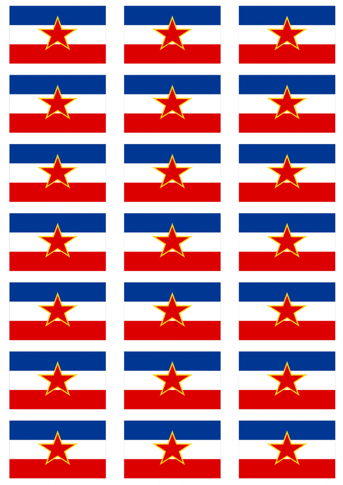 Yugoslavia Star Flag Stickers - 21 per sheet