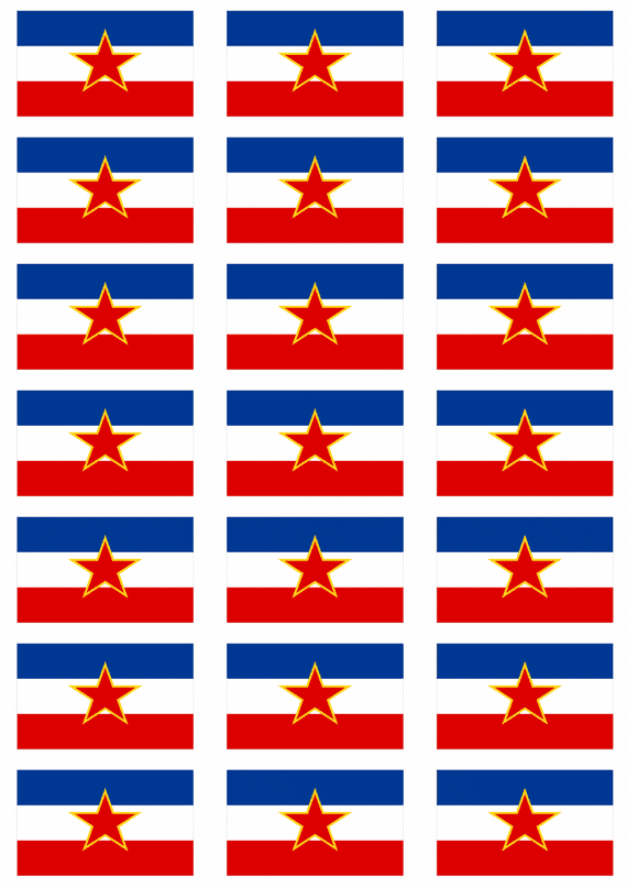 Yugoslavia Star Flag Stickers - 21 per sheet