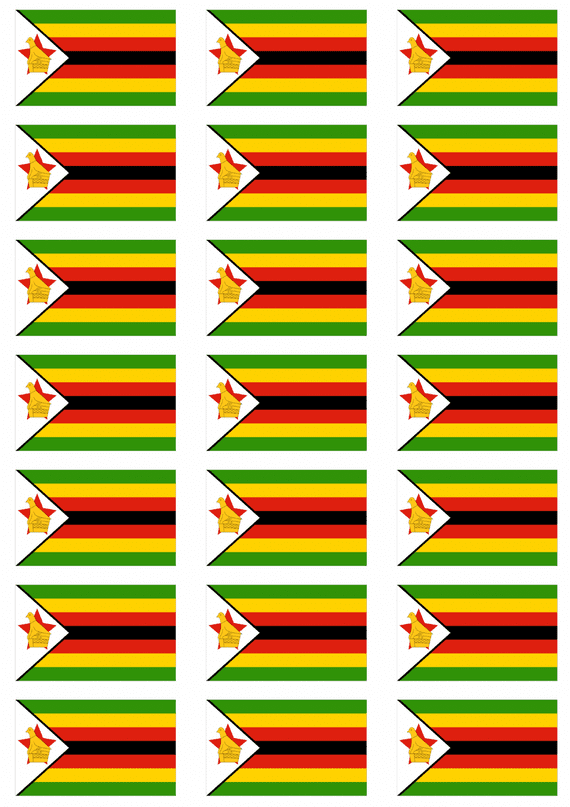 Zimbabwe Flag Stickers - 21 per sheet