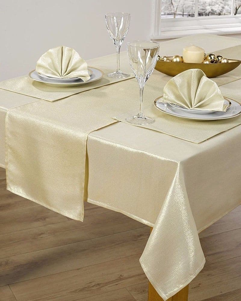 CHRISTMAS GOLD SHIMMER GLITTER METALLIC TABLECLOTH 52"X90" 10 99 EACH ...