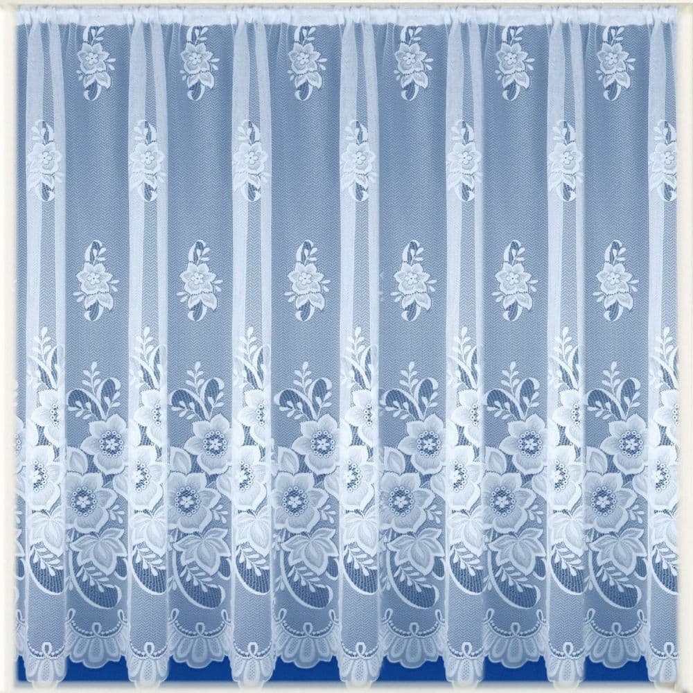 HEAVY WEIGHT VICTORIAN THICK NEW YORK WHITE LACE NET CURTAIN SOLD BY ...