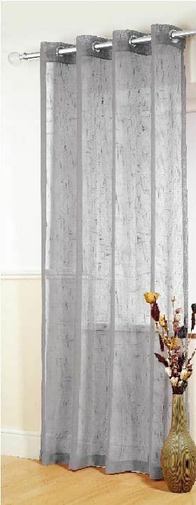LUXURY LIGHT GREY TEXTURED LINEN LOOK THICK VOILE BOSTON EYELET CURTAIN ...