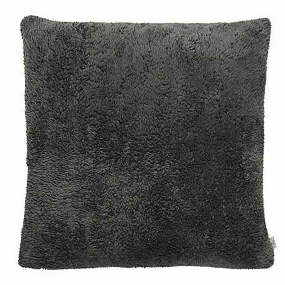 SUPER SOFT FLUFFY TEDDY BEAR FUR DARK GREY REVERSIBLE CUSHION COVER 5 ...