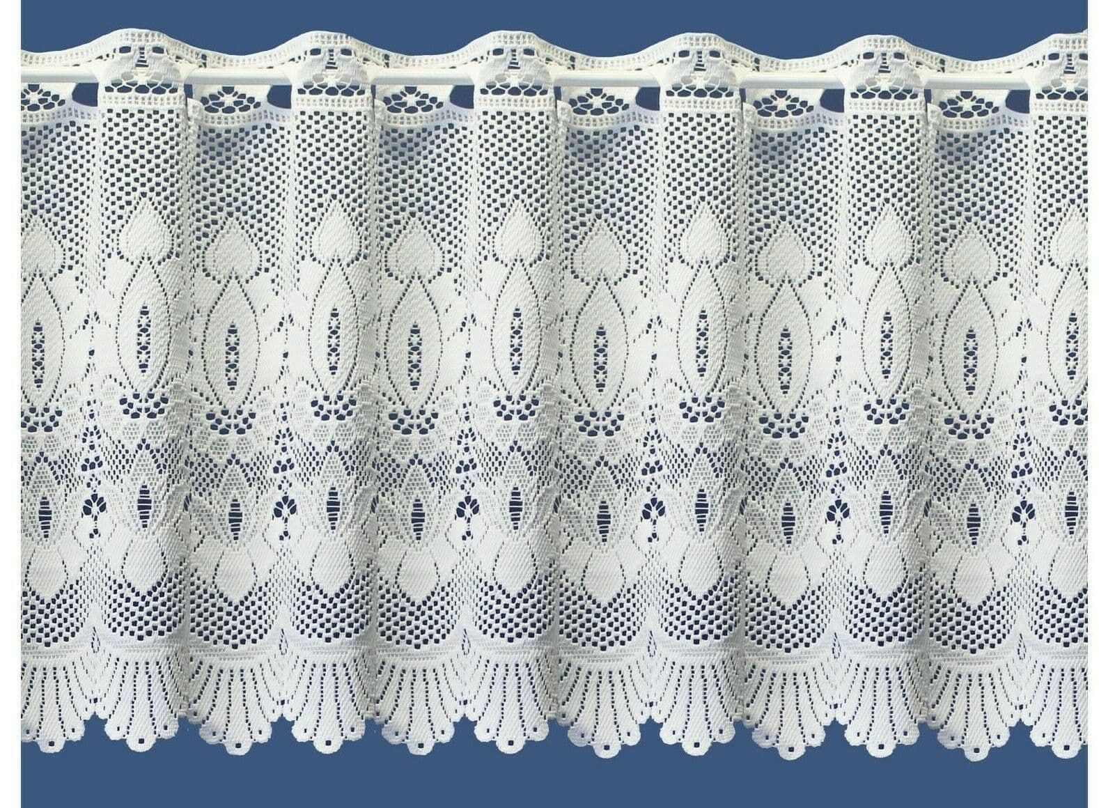 VICTORIAN COTTON LOOK WHITE LACE SHORT DROP CAFE NET CURTAIN 3 DROPS ...
