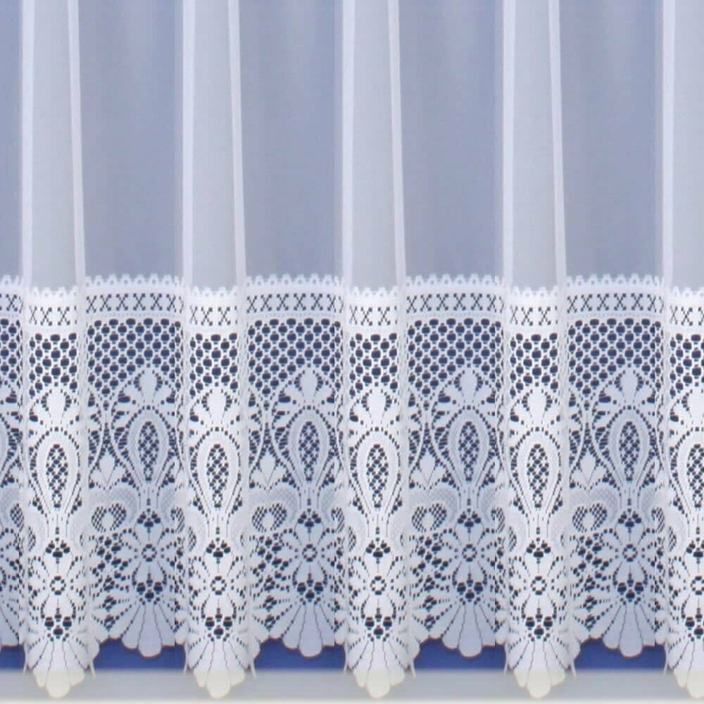 VICTORIAN DEEP LACE MACRAME LOOK BORDER WHITE NET CURTAIN SOLD BY THE METRE