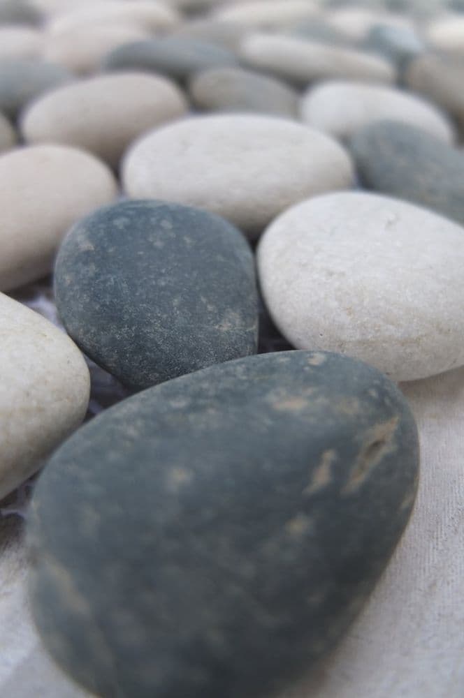 1m2 Beige & Black River Stone Pebble Tiles on Mesh