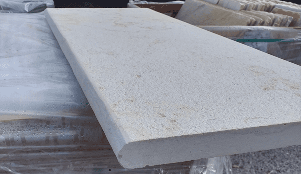 Egyptian Beige Limestone Sawn & Sandblasted DOUBLE Bullnose Step 900 x ...