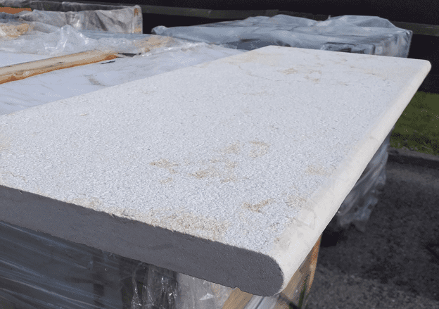 Egyptian Beige Limestone Sawn & Sandblasted DOUBLE Bullnose Step 900 x ...