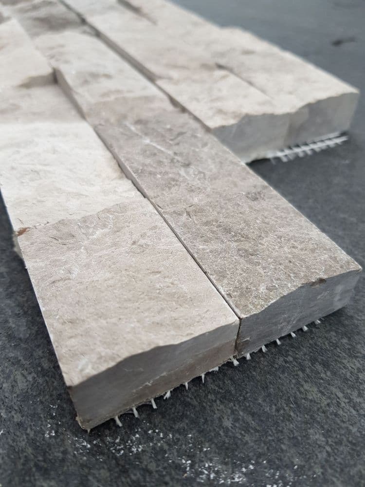 Sample Atlantic Grey Marble Split Face Mosaic Tile