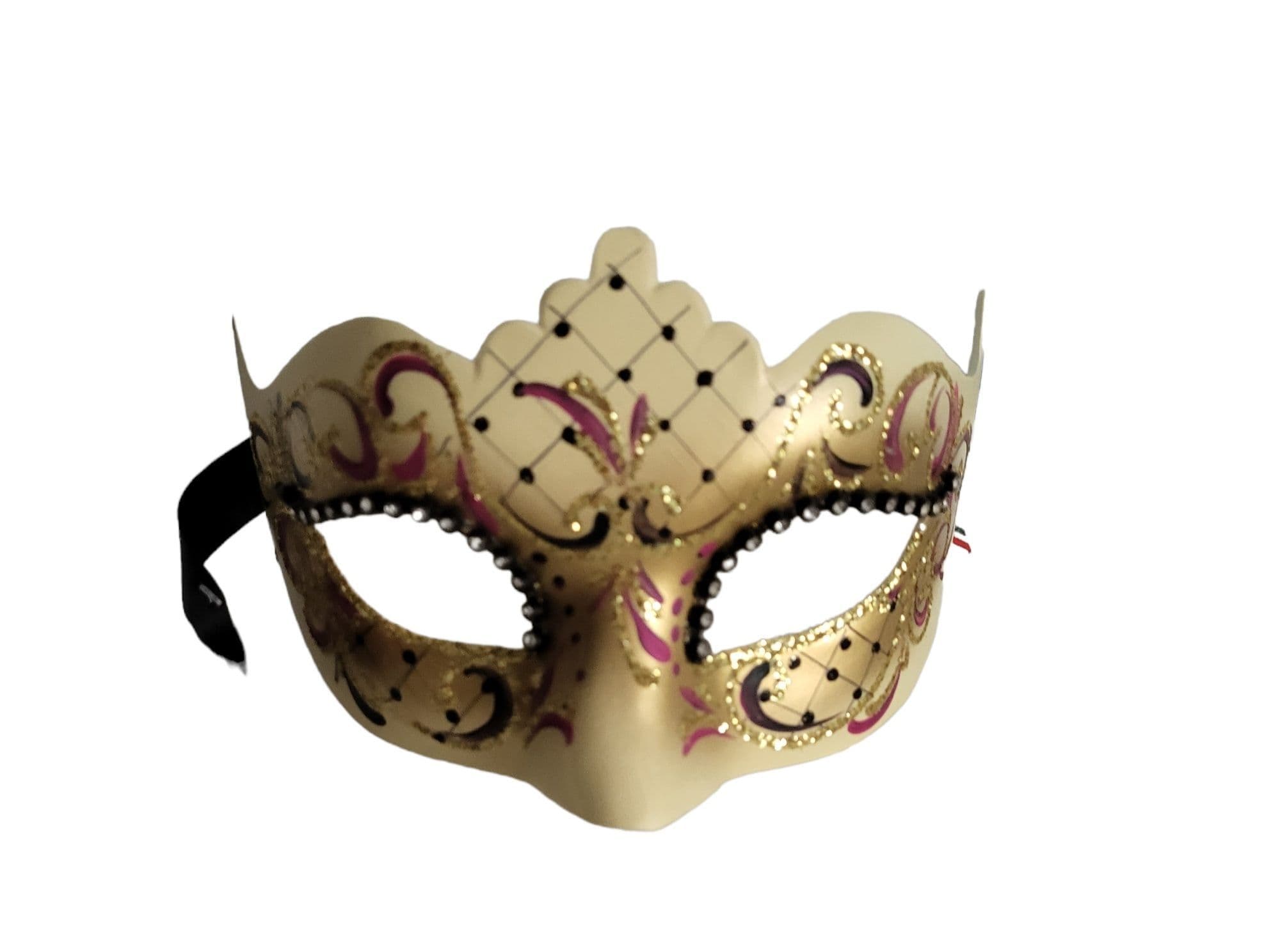 Genuine Venetian Plum & Gold half Mask 6 7