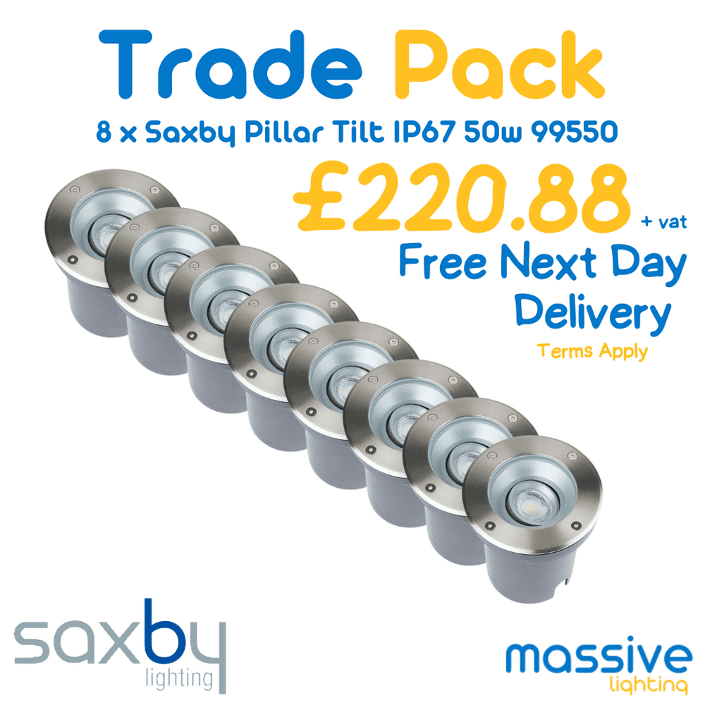 8 x Saxby Pillar Tilt IP67 50w 99550 By Massive Lighting