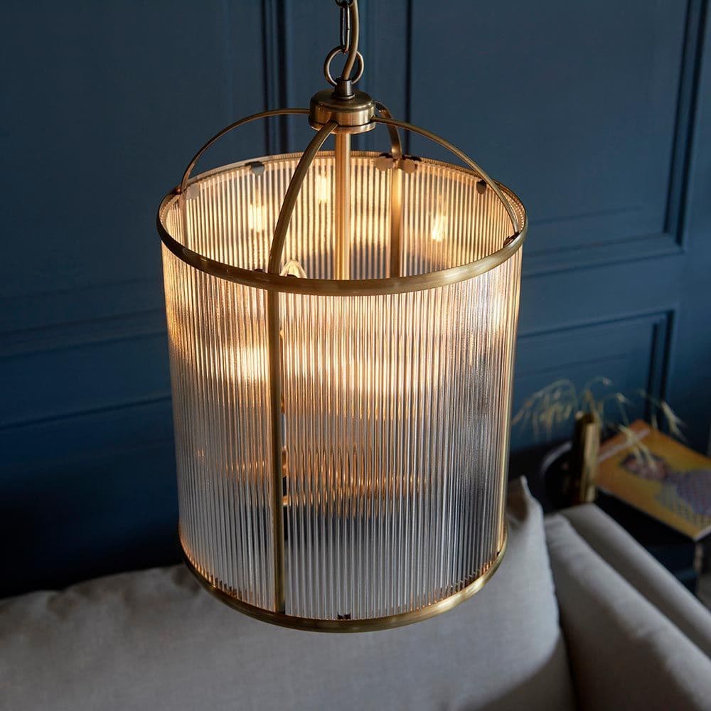 Endon Lambeth Ribbed 4lt Pendant 106711 By Massive Lighting