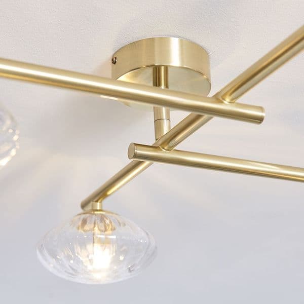Endon Mobias 4Lt Semi Flush - Satin Brass 95009 By Massive Lighting